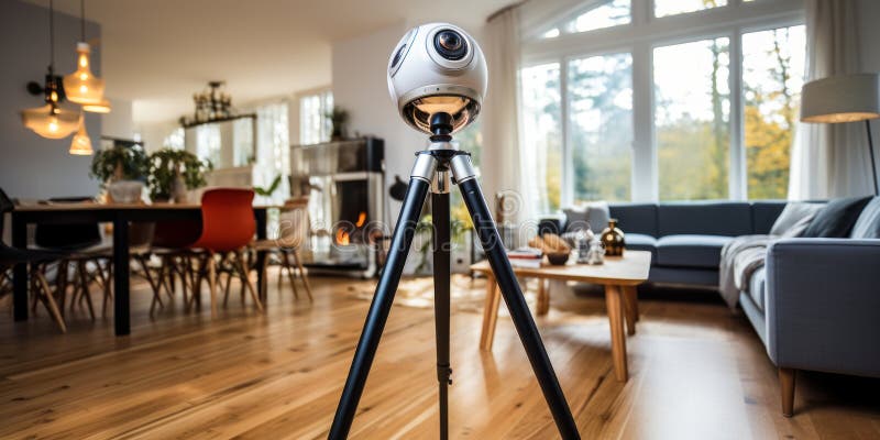 Step into Virtual Reality Filming a Living Room with a 360 Camera Stock ...