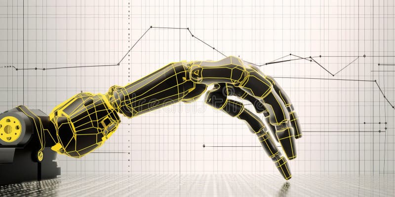 Technical Drawing of Autonomic Robotic Hand on the Left Side and Yellow ...
