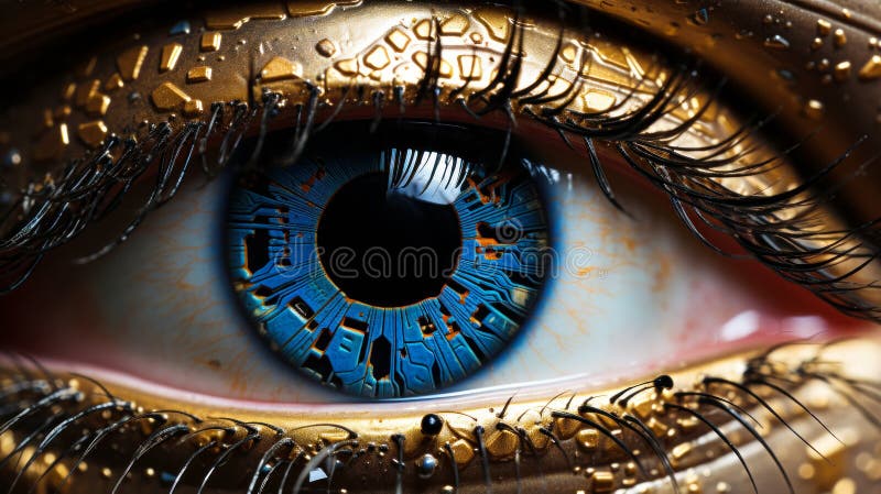 Technology Unveiled Eye in the Computer Chip Stock Illustration ...