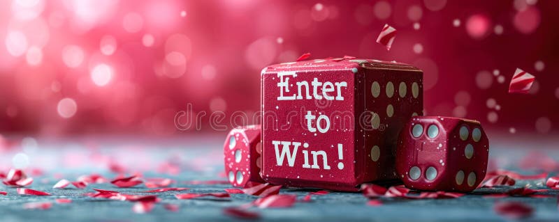 Three Dimensional Red Contest Entry Box with Bold White Enter To Win ...