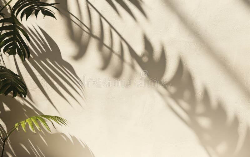 Tropical Oasis 3D Render of Soft Banana Leaf Shadow on Cream White Wall ...
