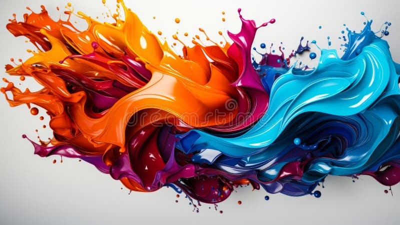 Vibrant Curved Wave and Paint Drops Liquid Motion Explosion Stock ...