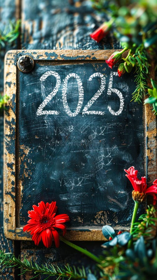 The Year 2025 Written in Bold White Chalk on a Classic Blackboard ...