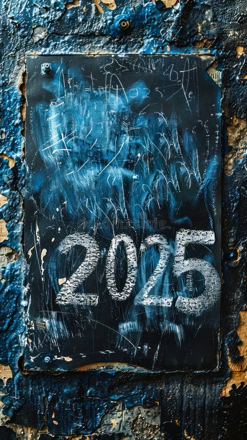 The Year 2025 Written in Bold White Chalk on a Classic Blackboard ...