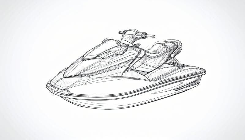 Generated Using AI.Detailed Technical Drawing of a Jet Ski, Featuring a ...