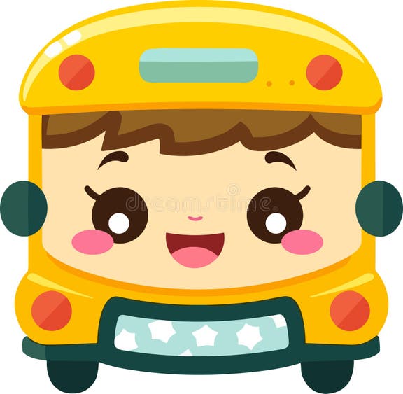 Cute Kawaii Yellow School Bus Vector Illustration Back To School ...