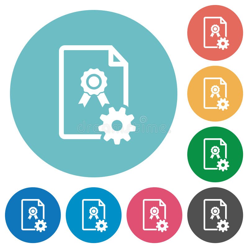 Generating Certificate Flat Round Icons Stock Vector - Illustration of ...