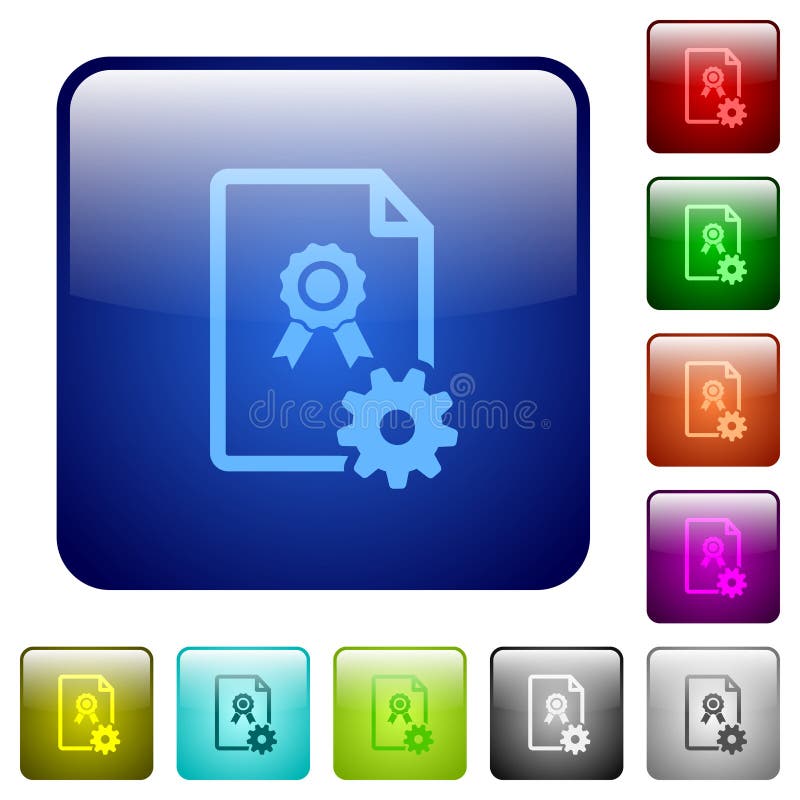 Generating Certificate Color Square Buttons Stock Vector - Illustration ...