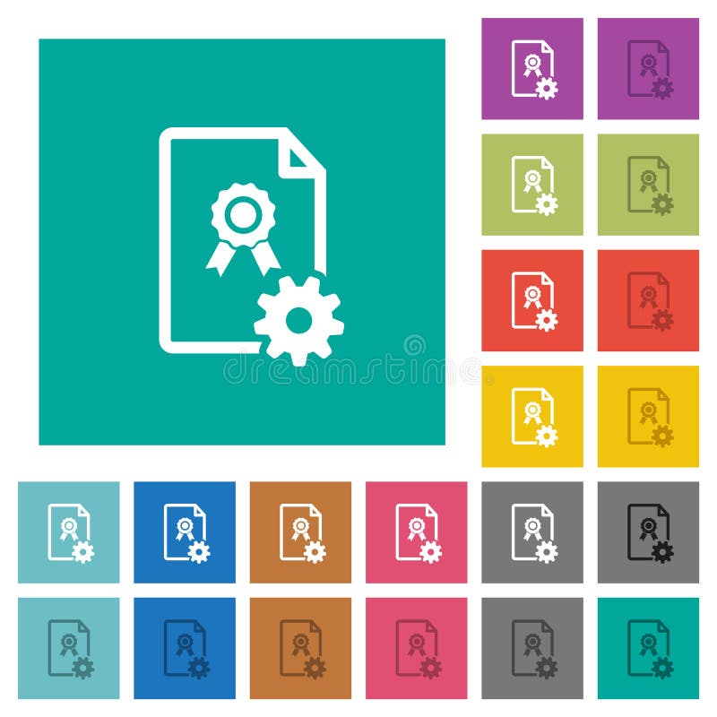 Generating Certificate Square Flat Multi Colored Icons Stock Vector ...