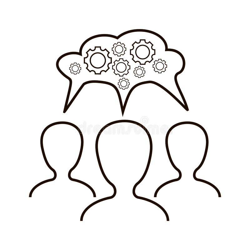 Collective Thinking Line Icon, Concept Sign, Outline Vector ...