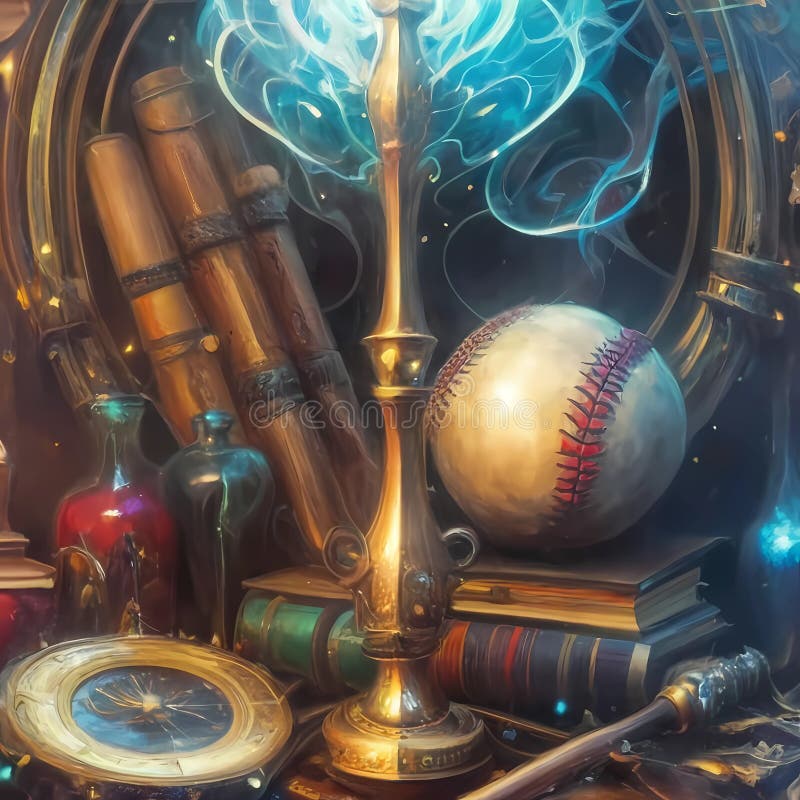 Baseball and Wooden Bat AI Generated Stock Illustration - Illustration ...