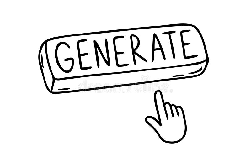 Generation Button with Hand Icon. Generation Button Outline Doodle Hand ...