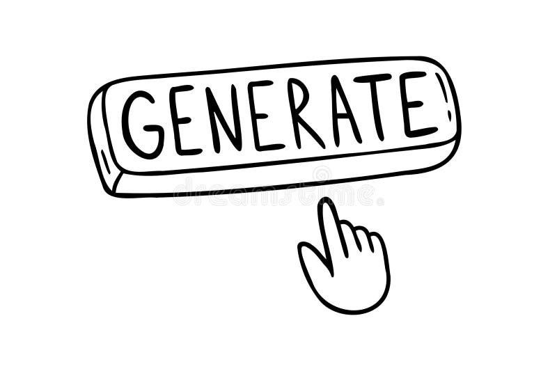 Generation Button with Hand Icon. Generation Button Outline Doodle Hand ...