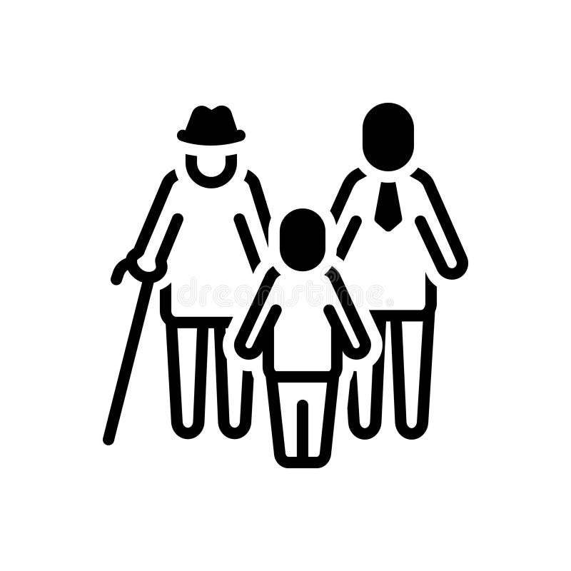 Black Solid Icon for Generation, Age and Elderly Stock Illustration ...