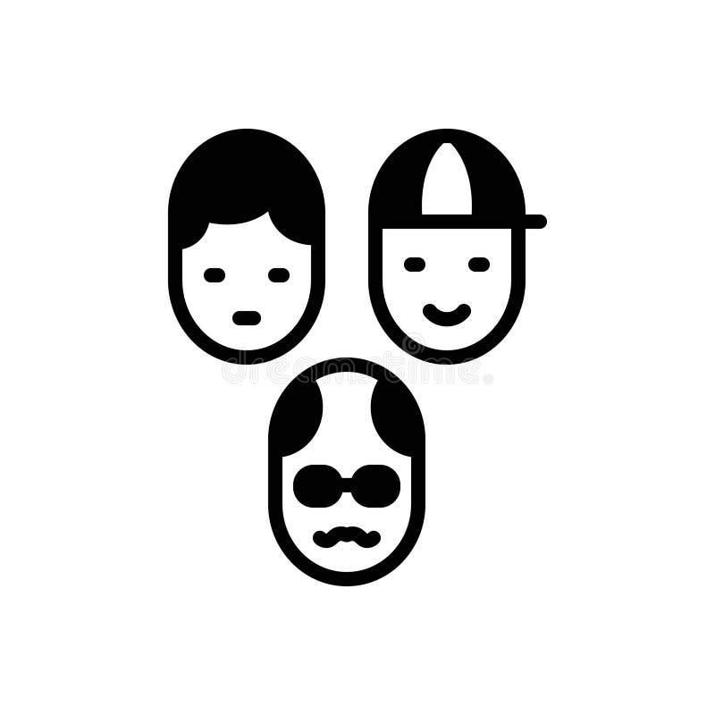 Black Solid Icon for Generation, Age and Elderly Stock Illustration ...