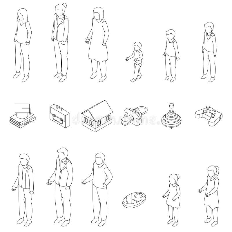Generation Icons Set, Outline Style Stock Illustration - Illustration ...