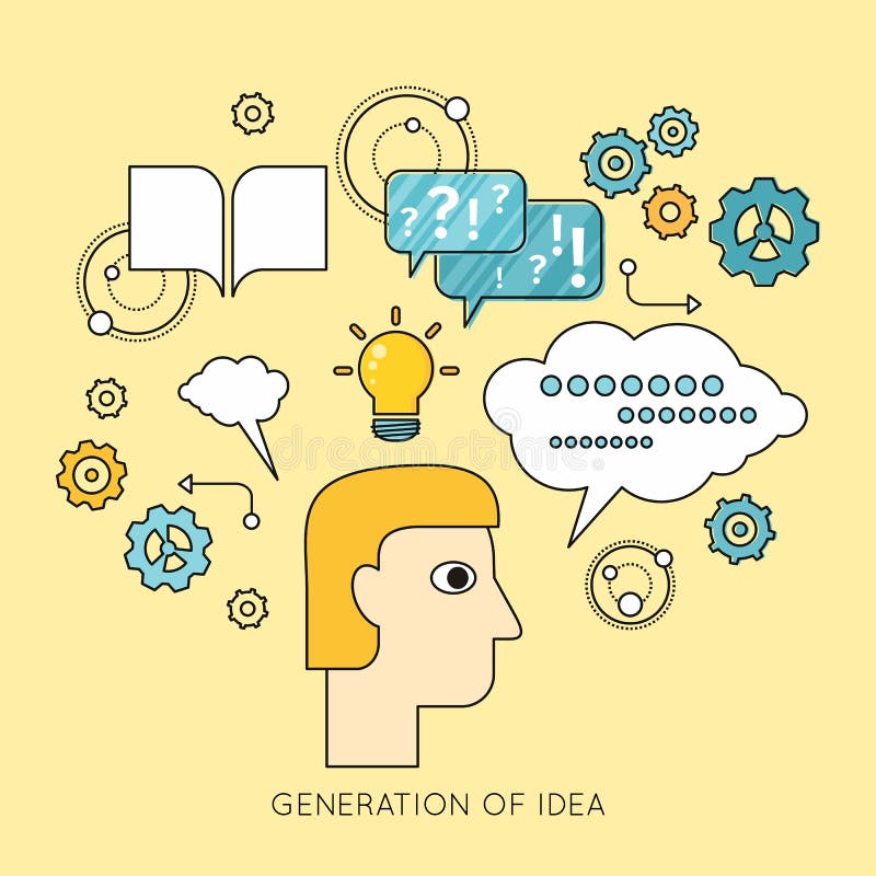 Generation of Idea Background in Flat Stock Vector - Illustration of ...