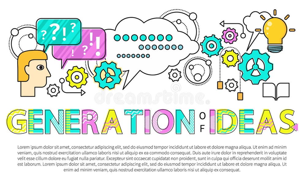 Generation Ideas Poster Text Vector Illustration Stock Vector ...