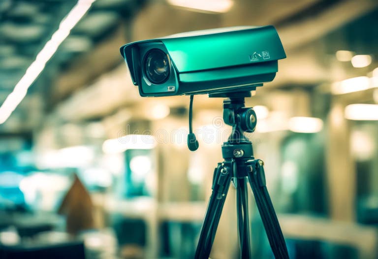 Generation Image Cctv Camera Green Ai a Blue Datum Three-dimensional ...