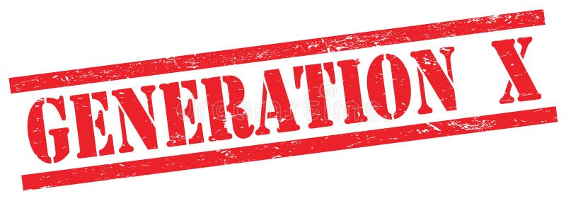 GENERATION X Text on Red Grungy Rectangle Stamp Stock Illustration ...