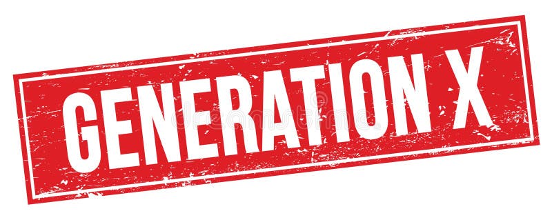 GENERATION X Text on Red Grungy Rectangle Stamp Stock Illustration ...
