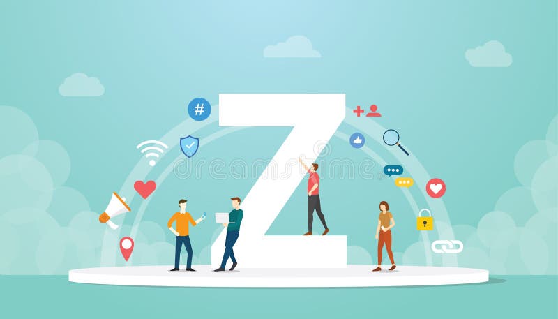 Generation Z Concept People with Team and People Icons Related with ...