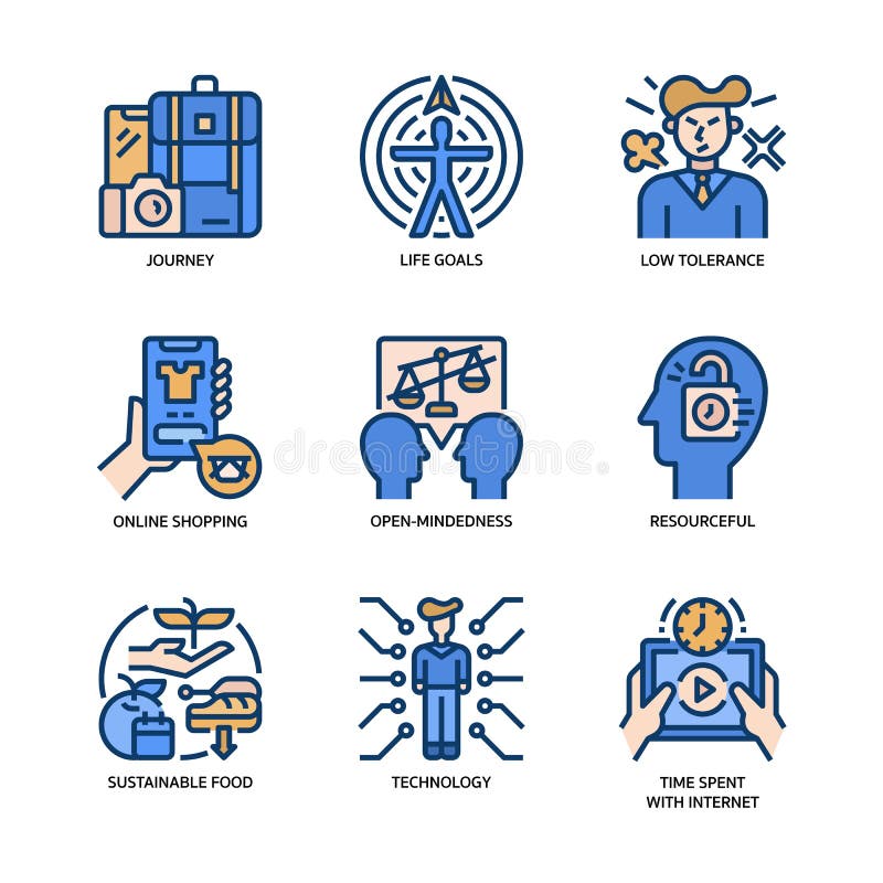Generation Z Icons Set stock vector. Illustration of mindedness - 230642897