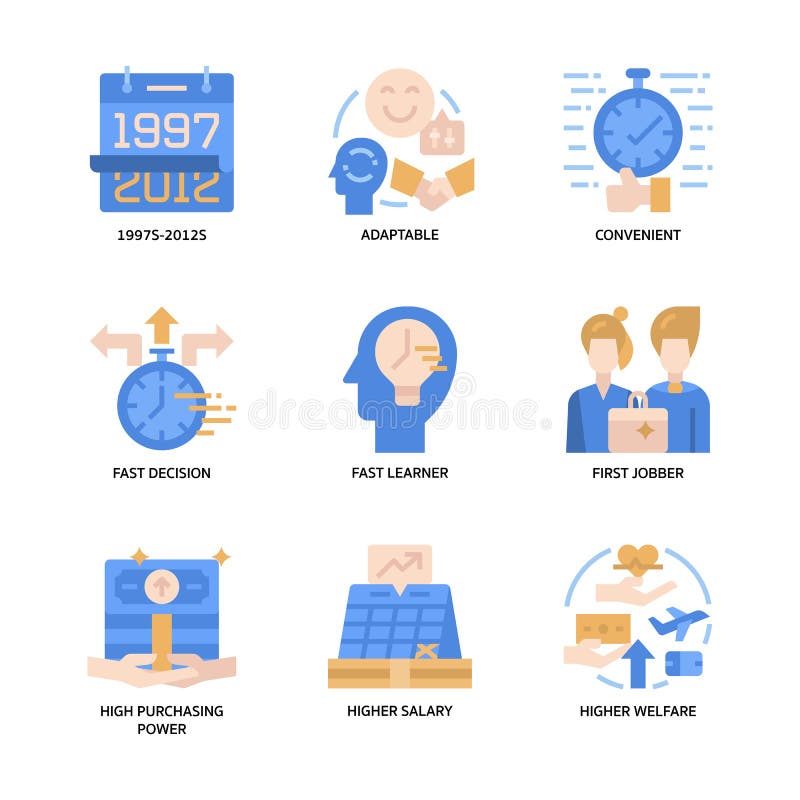 Generation Z Icons Set stock vector. Illustration of youth - 230642908