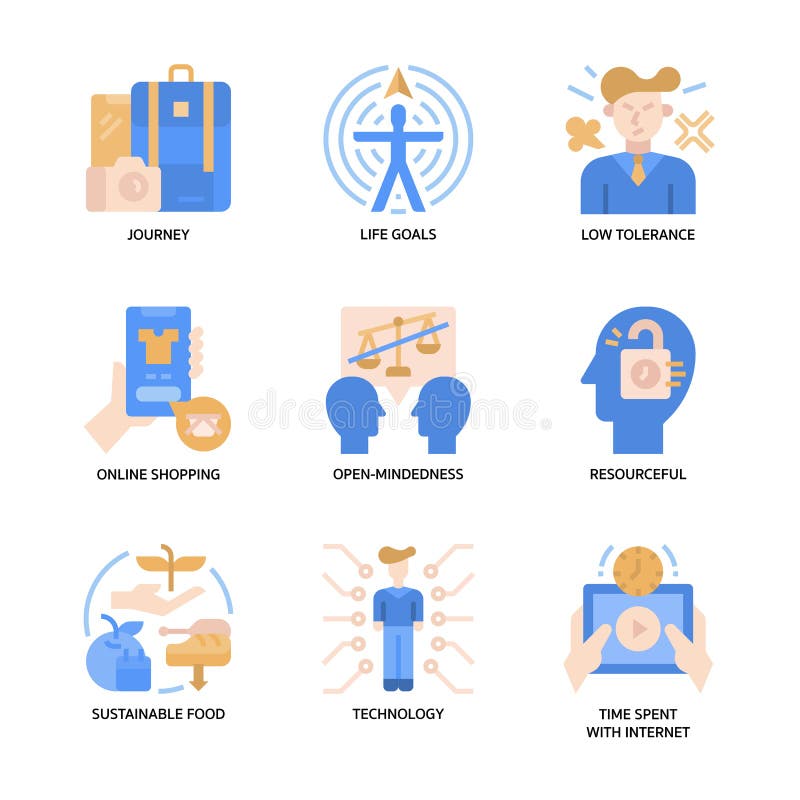 Generation Z Icons Set stock vector. Illustration of shopping - 230642911