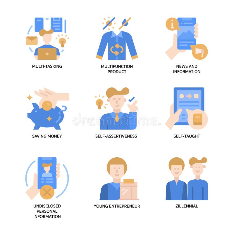 Generation Z Icons Set stock vector. Illustration of glyph - 230642919