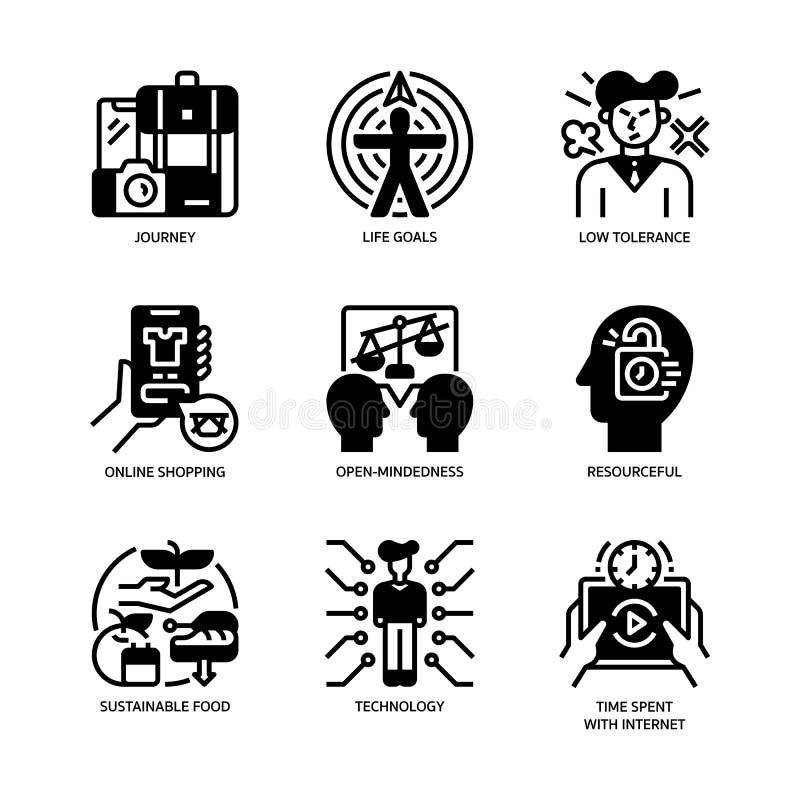 Generation Z Icons Set stock vector. Illustration of generation - 230642940