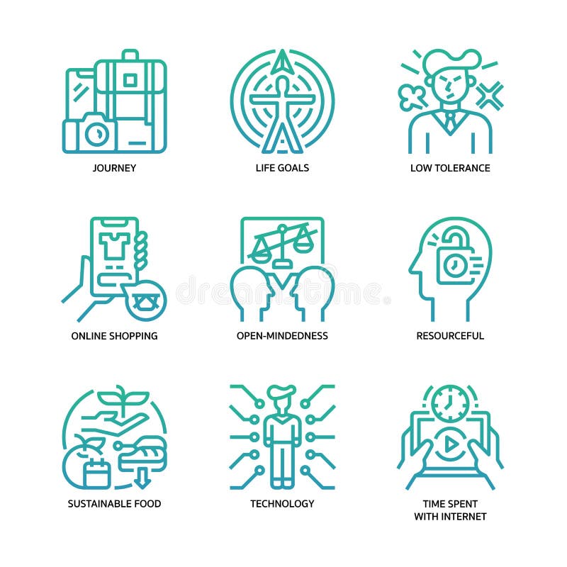 Generation Z Icons Set stock vector. Illustration of tolerance - 230642943