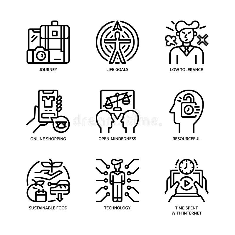 Generation Z Icons Set stock vector. Illustration of sustainable ...