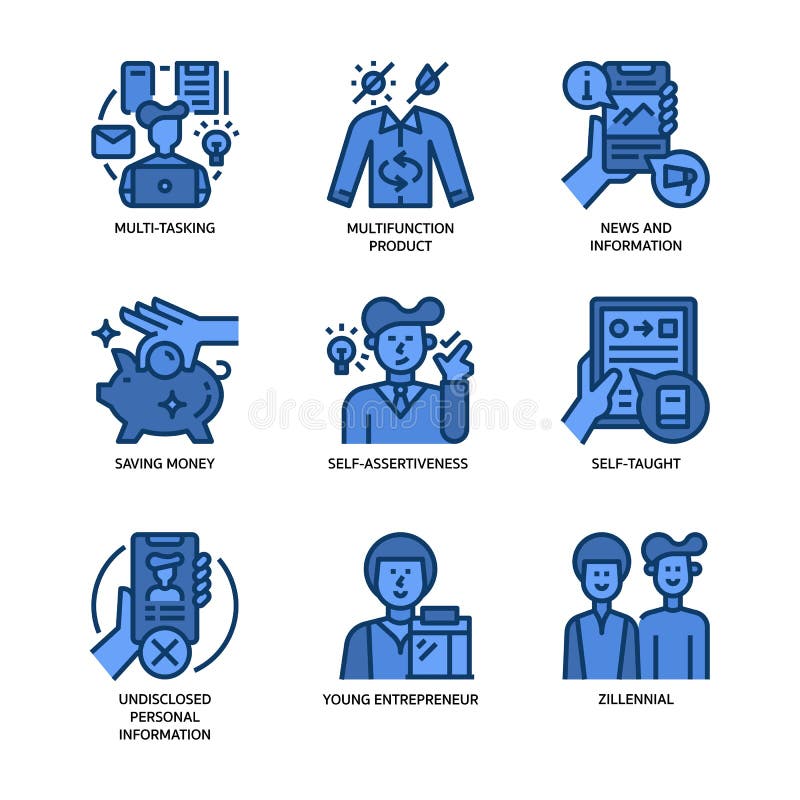 Generation Z Icons Set stock vector. Illustration of icon - 230642967