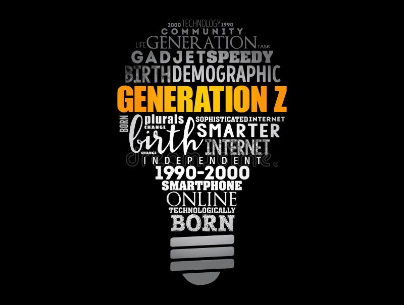 Generation Z Light Bulb Word Cloud Collage Stock Illustration ...