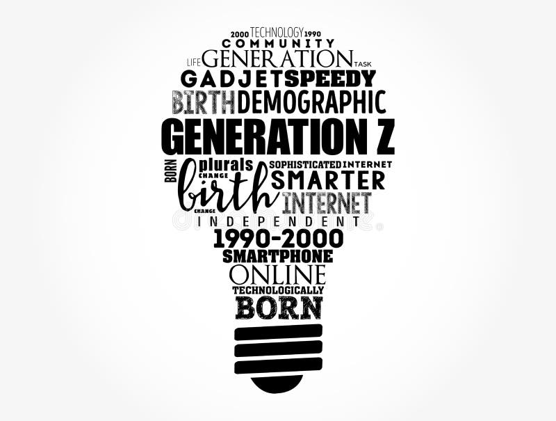 Generation Z Light Bulb Word Cloud Collage, Concept Background Stock ...