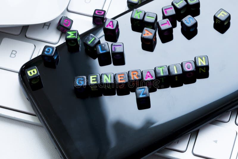 Generation Z Message Written with Colored Letters Beads on Smartphone ...