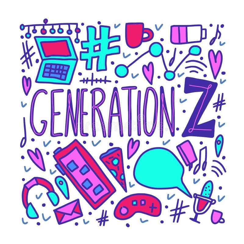 Generation Z Poster. Vector Concept Text and Decor Stock Vector ...