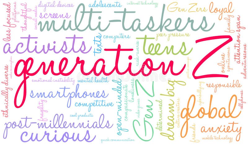Generation Z Word Cloud stock vector. Illustration of loneliness ...