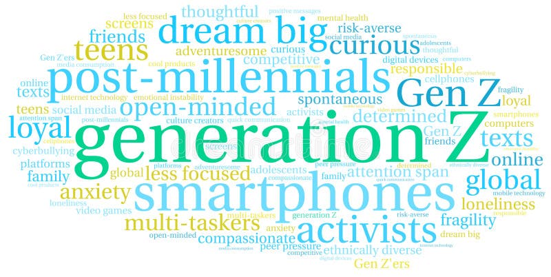 Generation Z Word Cloud stock vector. Illustration of cellphones ...