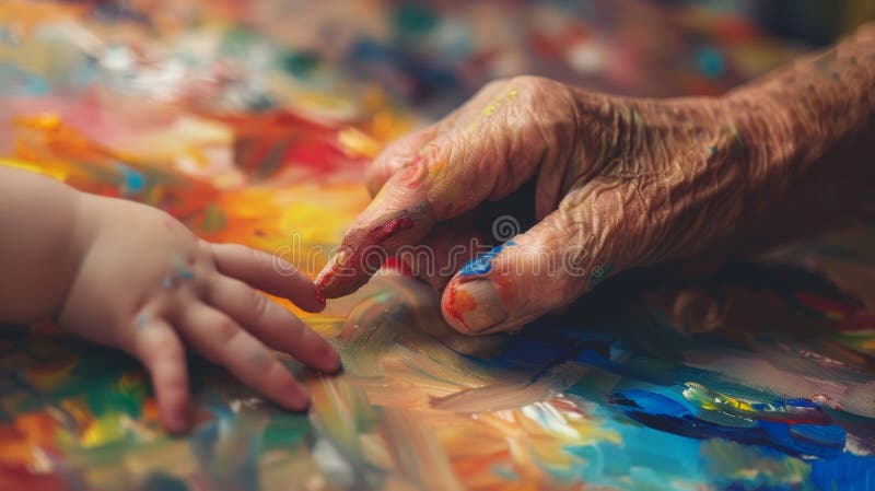 Generational Bonding through Creative Expression a Touching Scene of an ...