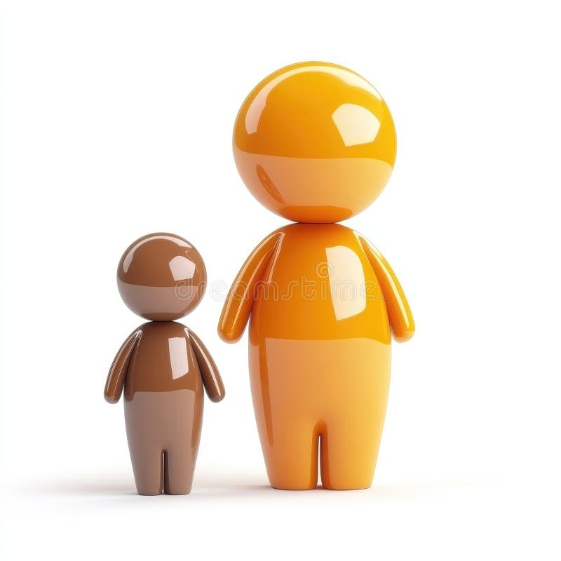 Big and Small Glossy 3D Figures, Adult and Child Concept Stock ...