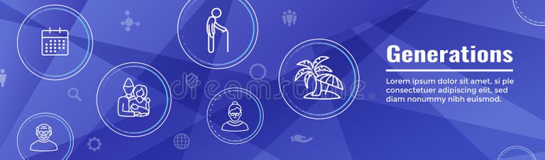 Generations and Aging Web Header Banner and Icon Set Stock Vector ...