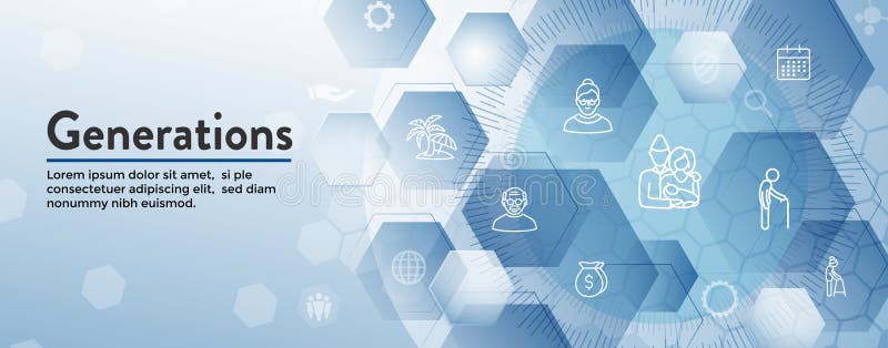 Generations and Aging Web Header Banner and Icon Set Stock Image ...