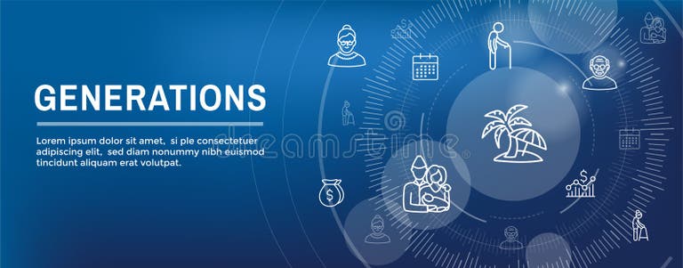 Generations and Aging Web Header Banner and Icon Set Stock Vector ...