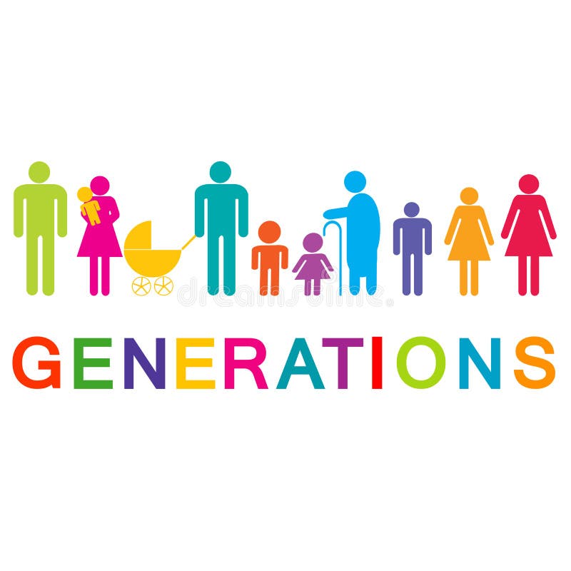 Generations Concept with Icon Silhouette of Humans in Different Ages ...