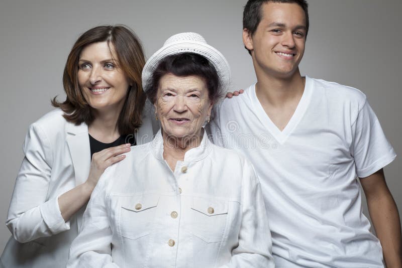 3 Generations Family in White Cloths. Stock Photo - Image of caucasian ...
