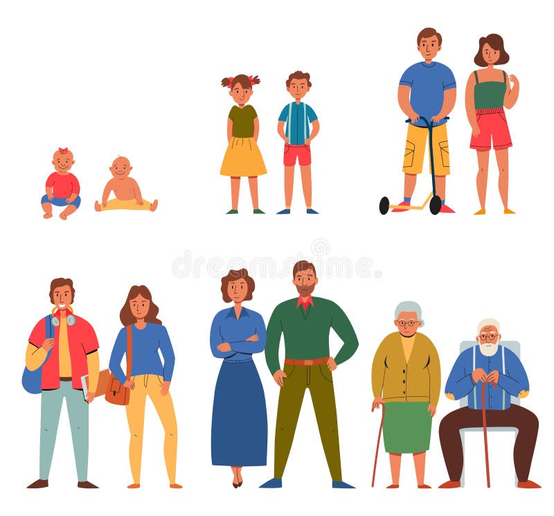 Generations Icons Set stock vector. Illustration of grandparent - 249183613