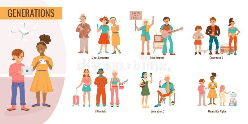 Generations of People Compositions Stock Vector - Illustration of ...