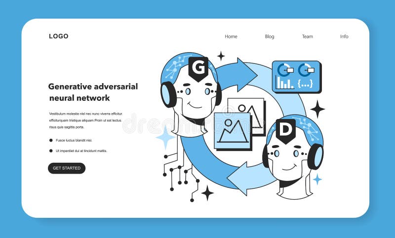 Generative Adversarial Artificial Neural Network Web Banner or Landing Stock Vector ...